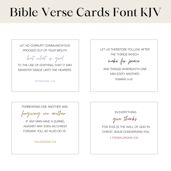 Printable Bible Verse Cards KJV Font Only – SimpleWithSix