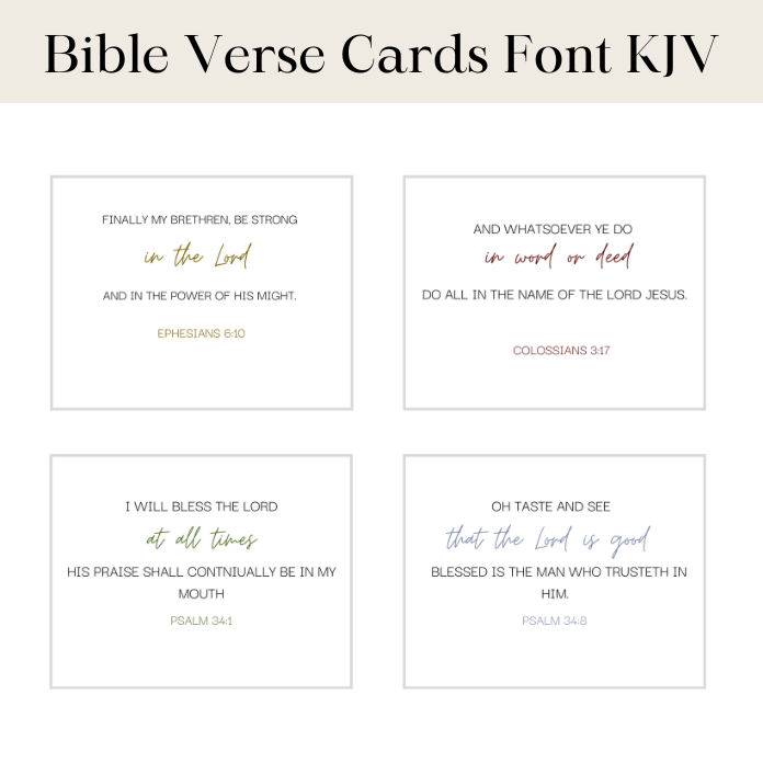 Printable Bible Verse Cards KJV Font Only – SimpleWithSix