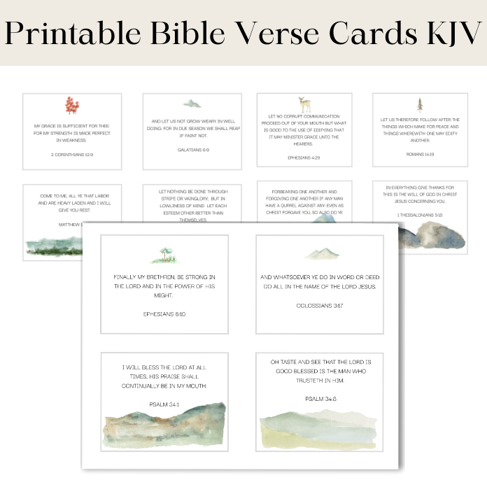 Printable Bible Verse Cards KJV Watercolor – SimpleWithSix