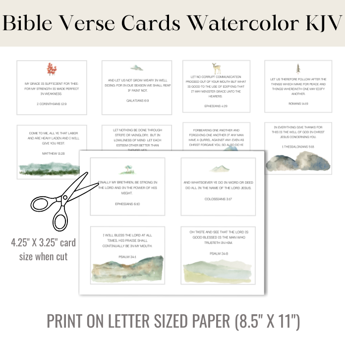 Printable Bible Verse Cards KJV Watercolor – SimpleWithSix