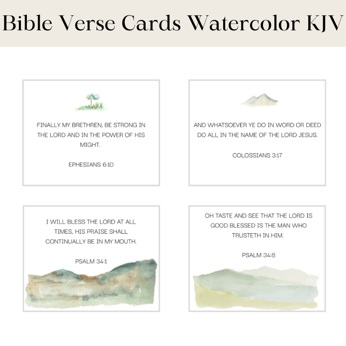 Printable Bible Verse Cards KJV Watercolor – SimpleWithSix
