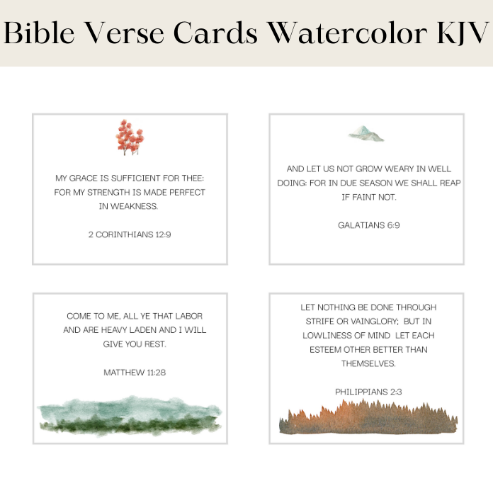 Printable Bible Verse Cards KJV Watercolor – SimpleWithSix