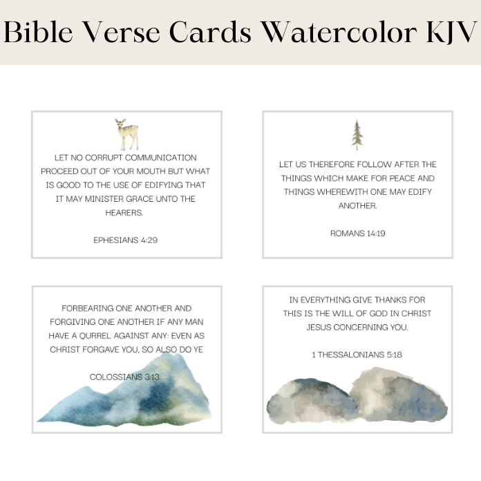 Printable Bible Verse Cards KJV Watercolor – SimpleWithSix