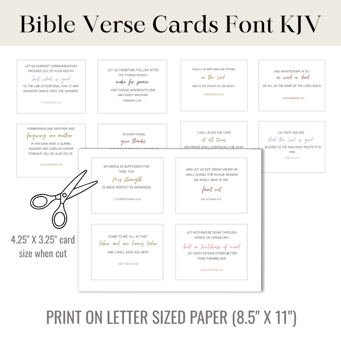 Printable Bible Verse Cards KJV Font Only – SimpleWithSix