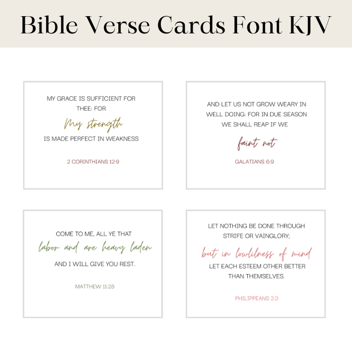 Printable Bible Verse Cards KJV Font Only – SimpleWithSix